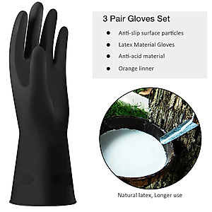 Alimat PluS Extra Large Reusable Cleaning Gloves Latex 3 Pack, Dishwashing Rubber Gloves for Cleaning, No Liner Household Gloves(X-Large, Black)