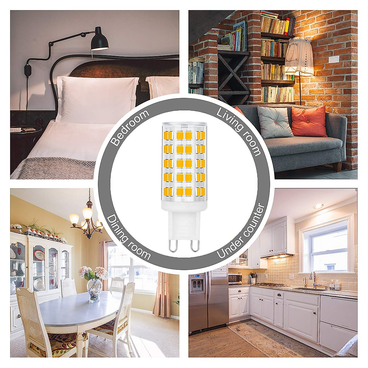 OHLGT G9 LED Bulbs Dimmable 6W (60W Halogen Bulb Equivalent), Warm White 3000K, 110V-130V, 600LM Bi Pin for Home Lighting, 6 Packs