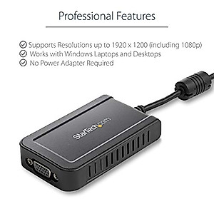StarTech.com USB 2.0 to VGA Adapter, USB to VGA Monitor Converter for Windows, 1080p , TAA (no support for macOS/ChromeOS/Linux)
