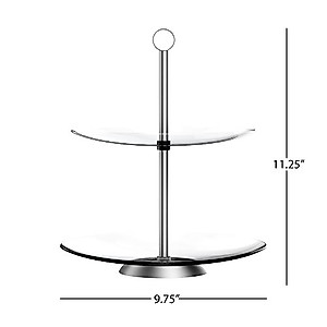 Chef Buddy Dessert Tower, 2-Tier Round Glass Display Stand
