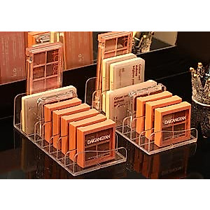 Makeup Palette Organizer,Acrylic Eyeshadow Palette Pallet,8 Sectons BPA-Free Divided Make Up Blush,Contour Storage Holder Cosmetic Eye Shadow Display Stand Clear Rack Vanity Holder(2 Pack).