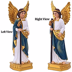 QIANLING 8in Archangel Raphael Statue, Catholic Gift Archangel Raphael Figurines, Religious Cure Archangel Raphael Statues, Suitable for Religious and Home Decor Filling Indoor Space