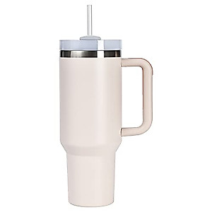 40oz Tumbler with lid, Starw and Handle, Stainless Steel Vacuum Insulated Water Bottle Travel Mug for Iced Coffee, Hot and Cold Tea, Beverages (40oz Pink Dust)