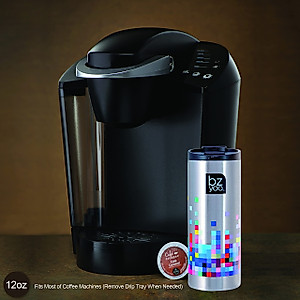 BZYOO Brew 12oz Stainless Vacuum Insulated Skinny Tumbler Coffee Drinking Mug Water Thermal Bottle with Leak Proof Lid for Everyday Use Holiday Gifts (La La Mandala Dusty Pink)