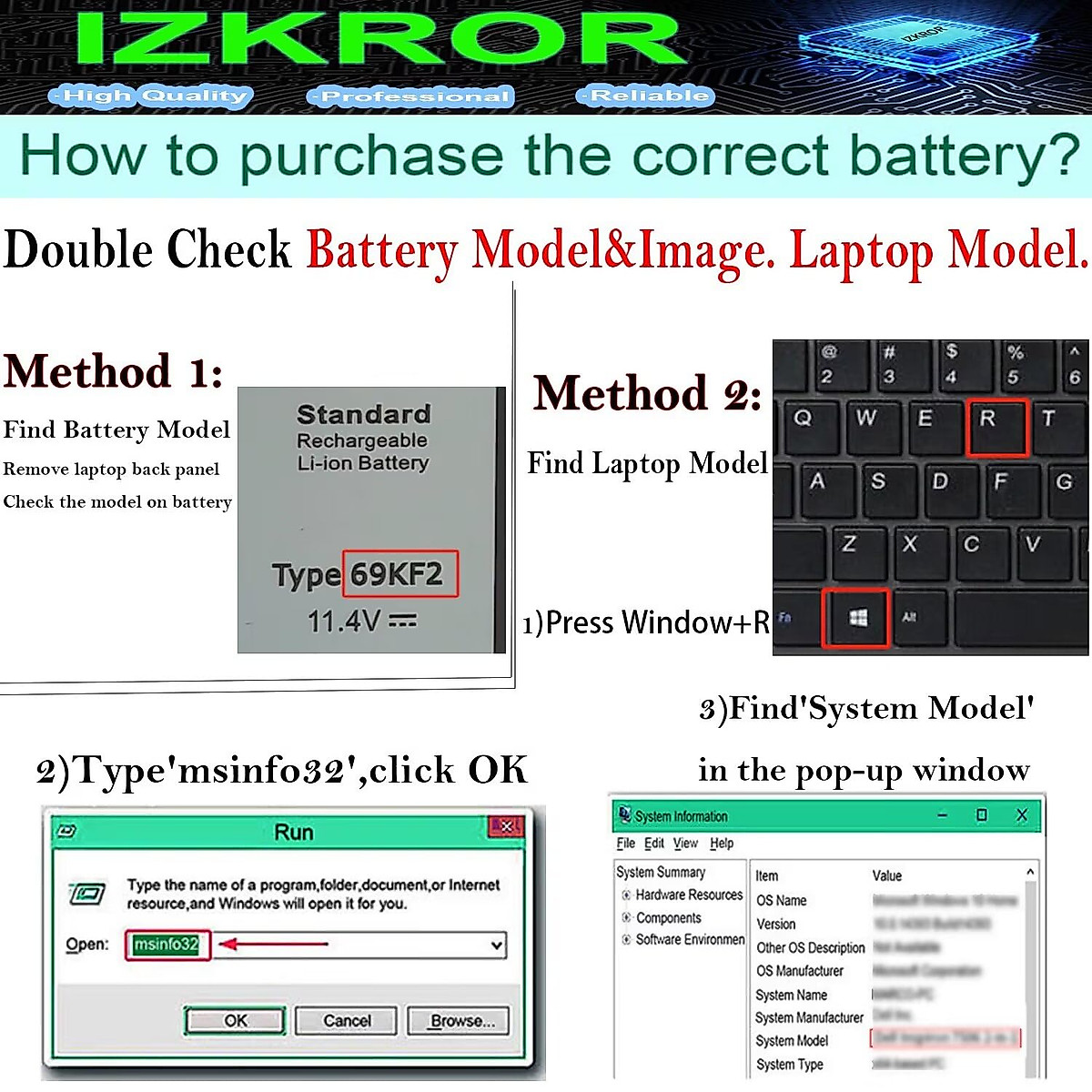 IZKROR 69KF2 86Wh Battery Replacement for Dell Alienware M15 R3 M15 R4 M15 R5 M15 R6 M15 R7 M17 R3 M17 R4 Precision 5550 5560 XPS 15 9500 9510 Inspiron 7510 7610 Vostro 7510 7620 Series 8FCTC 70N2F