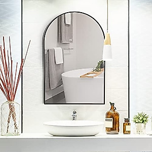 Sixty Times - Arch Mirror - 24" x 36" Inch - Black Arched Mirror, Wall Mounted, Boho or Modern Bathroom, Wall Decor for Entry, Hallway or Mantle Fireplace
