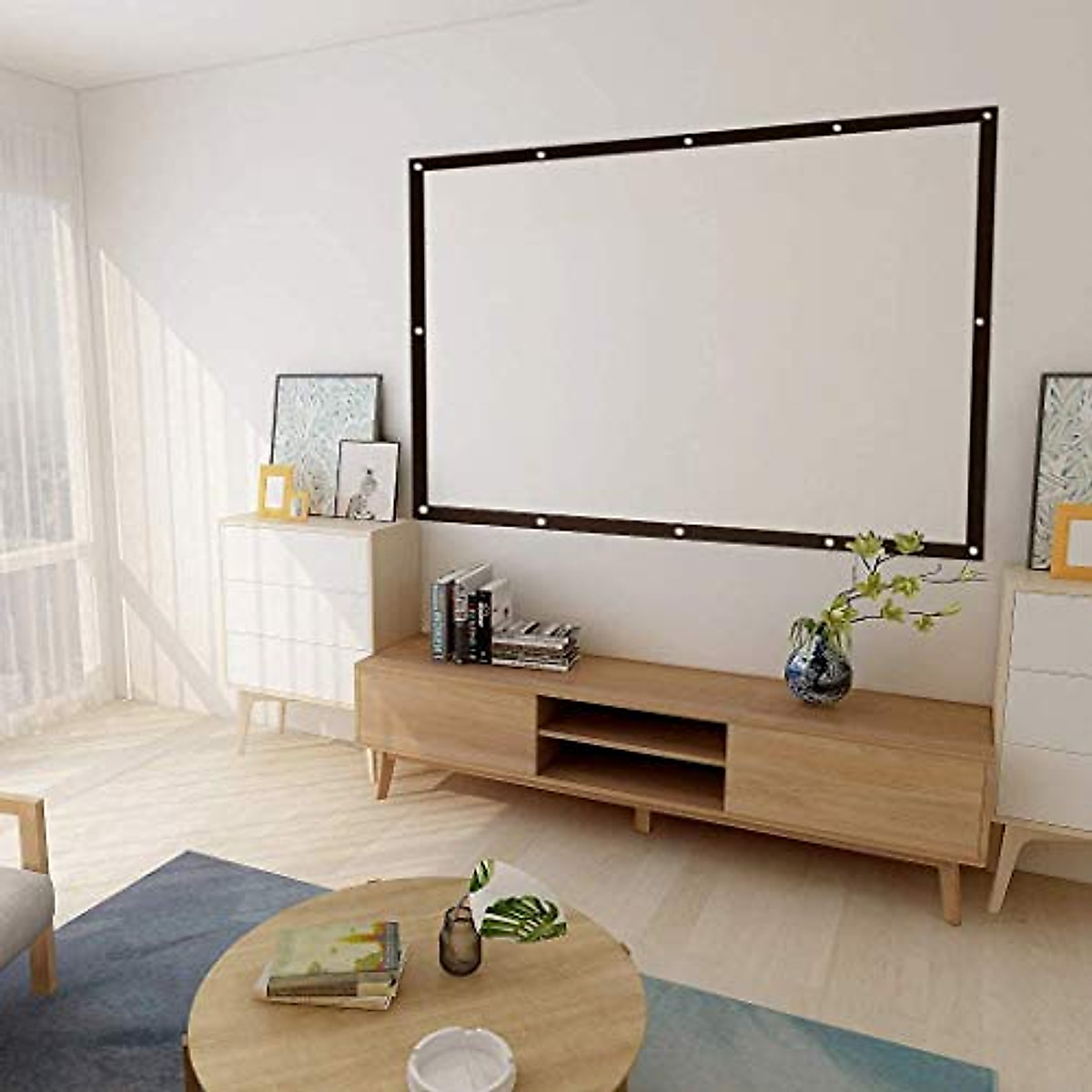 NIERBO Double Layer Projector Screen 150 inch 16:9 Portable Projection Movie Screen 3D with Less Light Transmission for Home Theater Outdoor Indoor Office with 20 Nails