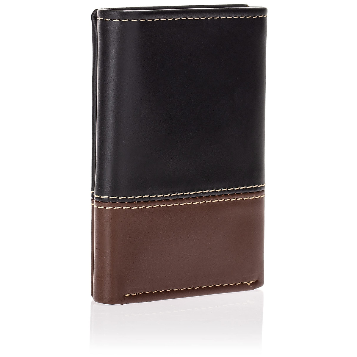 Timberland mens Leather Trifold Wallet With Id Window, Black/Brown (Hunter), One Size