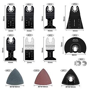 105 Pack Oscillating Saw Blades,VRKET Quick Release Multitool Blades Kit,Oscillating Tool Sanding Pads Kit,Universal Oscillating Tool Blade for Dewalt,Milwaukee,Makita,Bosch,Ryobi,Rockwell