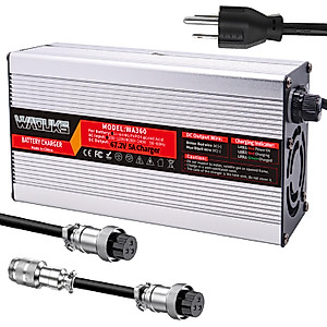 WAOUKS 67.2V 5A Charger 67.2V Lithium Battery Charger 60V Smart Charger Output GX16-3pin 1+ 3-/GX16-3pin 1+ 2- Connector Used for 16S 60V Li-ion Battery Pack
