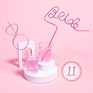 11 Pack Effortless Events Bachelorette Straws, Reusable, Glitter Bachelorette Party Straws, Bride Straws for Bachelorette Party & Diamond Ring Straw