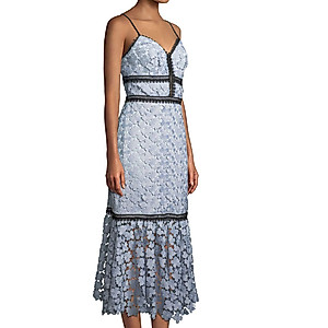 Jill Jill Stuart Women's Tea Length lace Dress, ELLE Blue/Black, 8