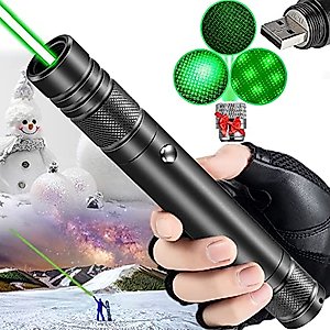 Green Laser Pointer High Power, High Power Laser Pointer Long Range Strong Green Laser Light Pointer USB Rechargeable Lazer Pointer Pen for Presentations Teaching Astronomy Hunting High Laser Pointer