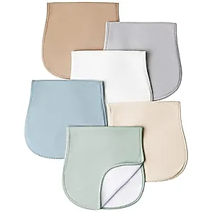 Konssy Baby Burp Cloths Sets for Unisex- 6 Pack Large Cotton Burping Cloth for Newborn，Baby Girls and Boys