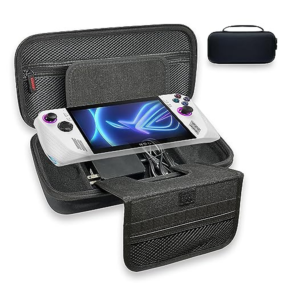 WOENJO ASUS Rog Ally Carry Case Hard Carrying Case for ASUS Rog Ally 2023 Handheld Rog Ally Travel Bag with Large Space for Charger Storage, Cable, SD Card, and Accessories ( Black )