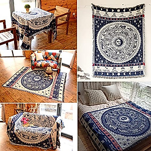 LOERCCE Cotton Throw Blanket ​for Couch Sofa Celestial Constellation 50" X 70"