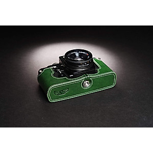 Contax RTS Case, BolinUS Handmade Genuine Real Leather Half Camera Case Bag Cover for Contax RTS/RTS II RTS2 Camera with Hand Strap (Green)