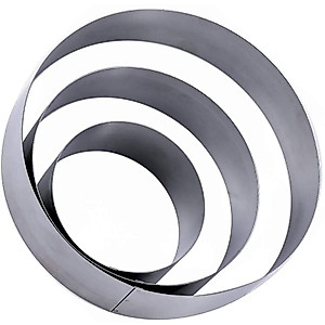 Siking Stainless Steel 4 / 6 / 8 Inch Round Cake Ring Mold Round Cutter Pancake Mold For Mousse Cheese Cookie Salads Onigiri (Round), H 11- 3