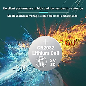 Nightkonic 100 pcs Pack - CR2032 Battery 3 Volt Lithium Coin Cell 2032 Batteries