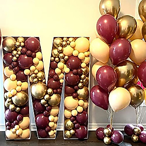 Burgundy Maroon Balloon Garland Arch Kit, 114Pcs Burgundy Gold and Cream Ivory Balloons for Birthday Valentines Day Wedding Bachelorette Bridal&Baby Shower Engagement Thanksgiving Friendsgiving Party Decoration Supplies