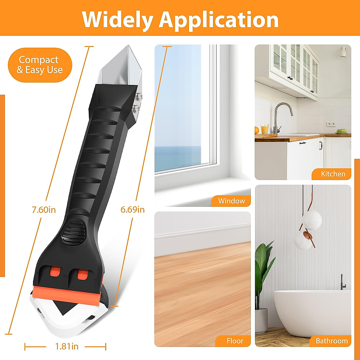 Silicone Caulking Tool Caulk Remover 3 in 1 - Upgraded Grout Removal Tool Kit Smooth Caulk for Bathroom Tub Shower Window Floor Glue Trowel Paint Scraper Stocking Stuffers Tools Gifts for Men Wome