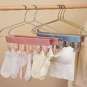 Klyuqoz Travel Hangers Foldable, Sock Hangers with Clips Pack of 2, with Travel Clothesline 9.8 ft, for Scarves Tie Socks Underwear Hat Travel Home Foldable, 2 Colors