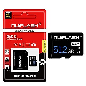 Micro SD Card 512GB Memory Card 512GB TF Card Class 10 High Speed with Adapter for Camera, Phone, Computer 512GB