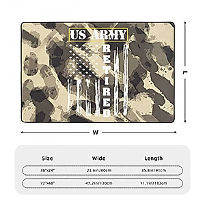 Army Retired American Flag Area Rug Living Room Bedroom Kitchen Sofa Bedside Carpet Floor Mats 72"X48"