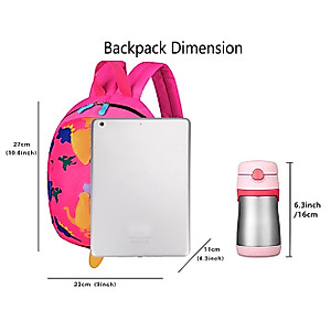 AINIBAB Toddler Dinosaur Mini Backpack with Leash Children Kids Baby Harness Bookbag (Pink)