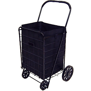 PrimeTrendz Shopping Cart Liner Cover Bag with Top Lid Grocery - in Black TM (Shopping cart not Included.)