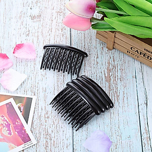 Gejoy 12 Pieces Plastic Teeth Hair Combs Tortoise Side Comb Hair Accessories(Black, Dark Brown)