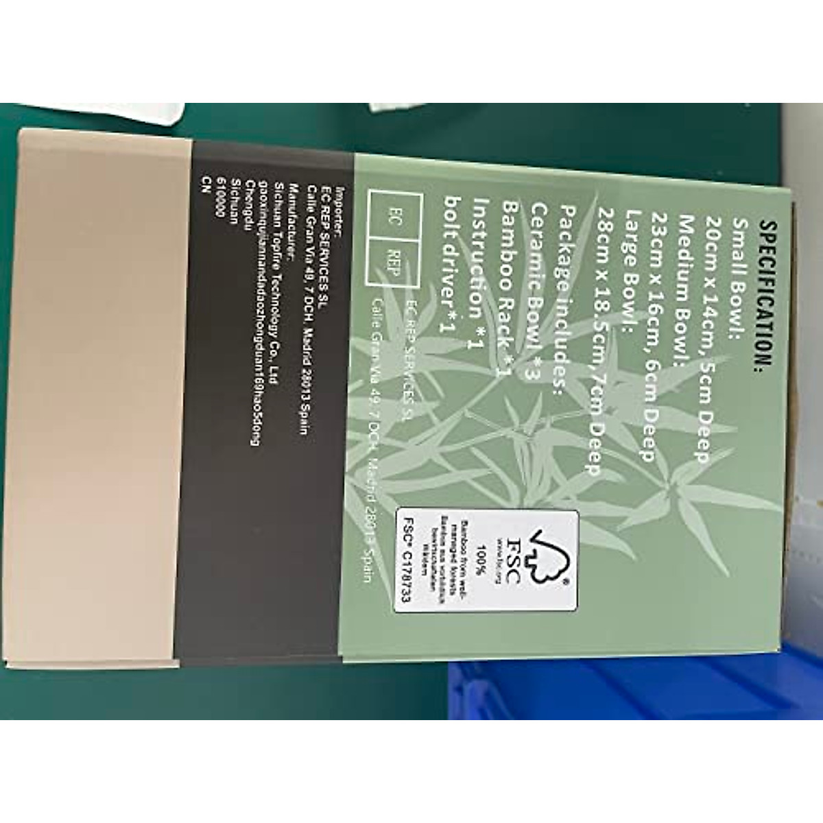 SEVEN SPARTA Tiered Fruit basket Fruit Bowl for Kitchen Counter, Elegant Combo of Ceramic Bowls and Bamboo Rack, Big Capacity, Easy Install, Multi-Occasion for Kitchen, Party, Restaurant and Gift