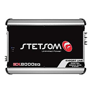 Stetsom EX 8000 EQ 2 Ohm Mono Car Audio Amplifier, 8000.1 8K Watts RMS, 2Ω Stable Full Range HD Sound Quality MD Crossover HPF LPF Bass Boost Front Rear Bridge Speaker