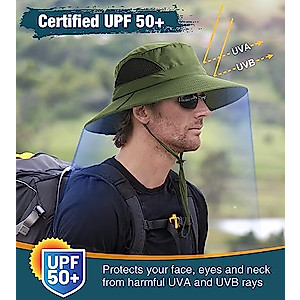 Wmcaps Sun Hats for Men Women, UPF 50+ Wide Brim Waterproof Boonie Bucket Hat for Fishing, Hiking, Garden, Safari, Outdoor Dark Grey