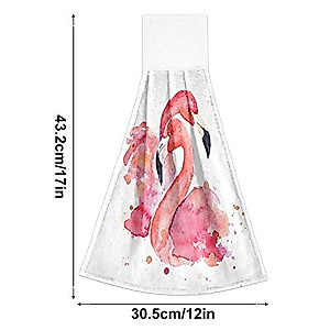 Exnundod Watercolor Pink Flamingo Hand Towels for Bathroom Set of 2, Spring Summer Mother's Day Hanging Towel Kitchen Dish Tie Towel Soft Absorbent WashCloth for Home Clean Laundry Room