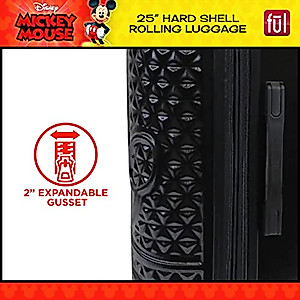 FUL Disney Mickey Mouse 25 Inch Rolling Luggage, Hardside Suitcase with Spinner Wheels, Black