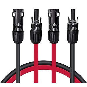 Slocable Solar Panel Extension Cable - 20ft 10awg Solar Cable with IP68 Solar Female and Male PV Cable Connectors (10ft Red + 10ft Black)