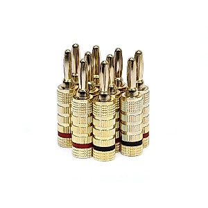 Monoprice 121820 24k Gold Plated Speaker Banana Plugs, Closed Screw Type (10 Pairs)