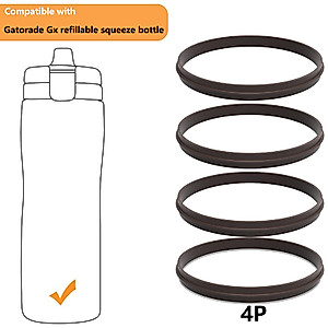 Replacement Gasket Compatible with Gatorade Water Bottle 4pcs Seal Ring Replacement for Gatorade GX Pods Silicone Lid Seal for 30oz Gatorade GX Pods