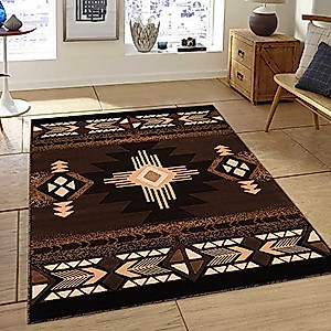 Southwest Native American Indian Chocolate Carpet Area Rug (8 Feet X 10 Feet)