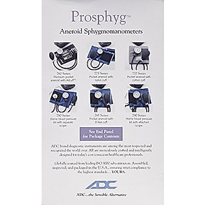 ADC Prosphyg 790 Manual Home Blood Pressure Kit with Attached Stethoscope, Self-Adjusting Adult Navy Cuff, and Black Carrying Case