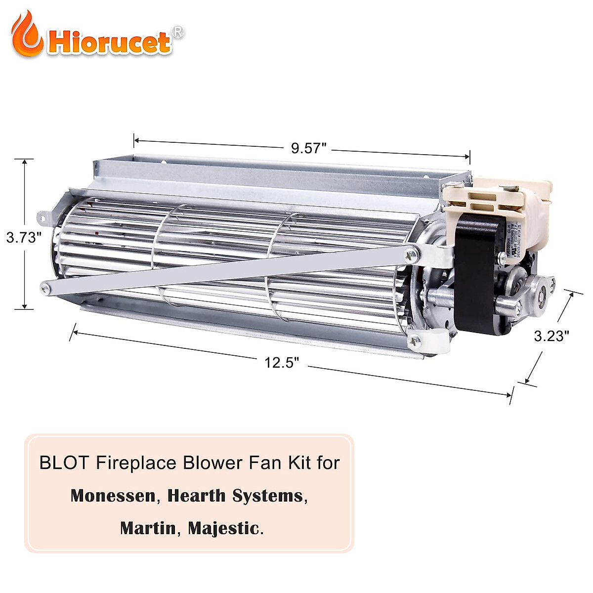 Hiorucet BLOT BLOTMC Replacement Fireplace Blower Fan KIT for Monessen, Hearth Systems, Martin, Majestic, Hunter. Ball Bearing, Quiet, High Air Flow.