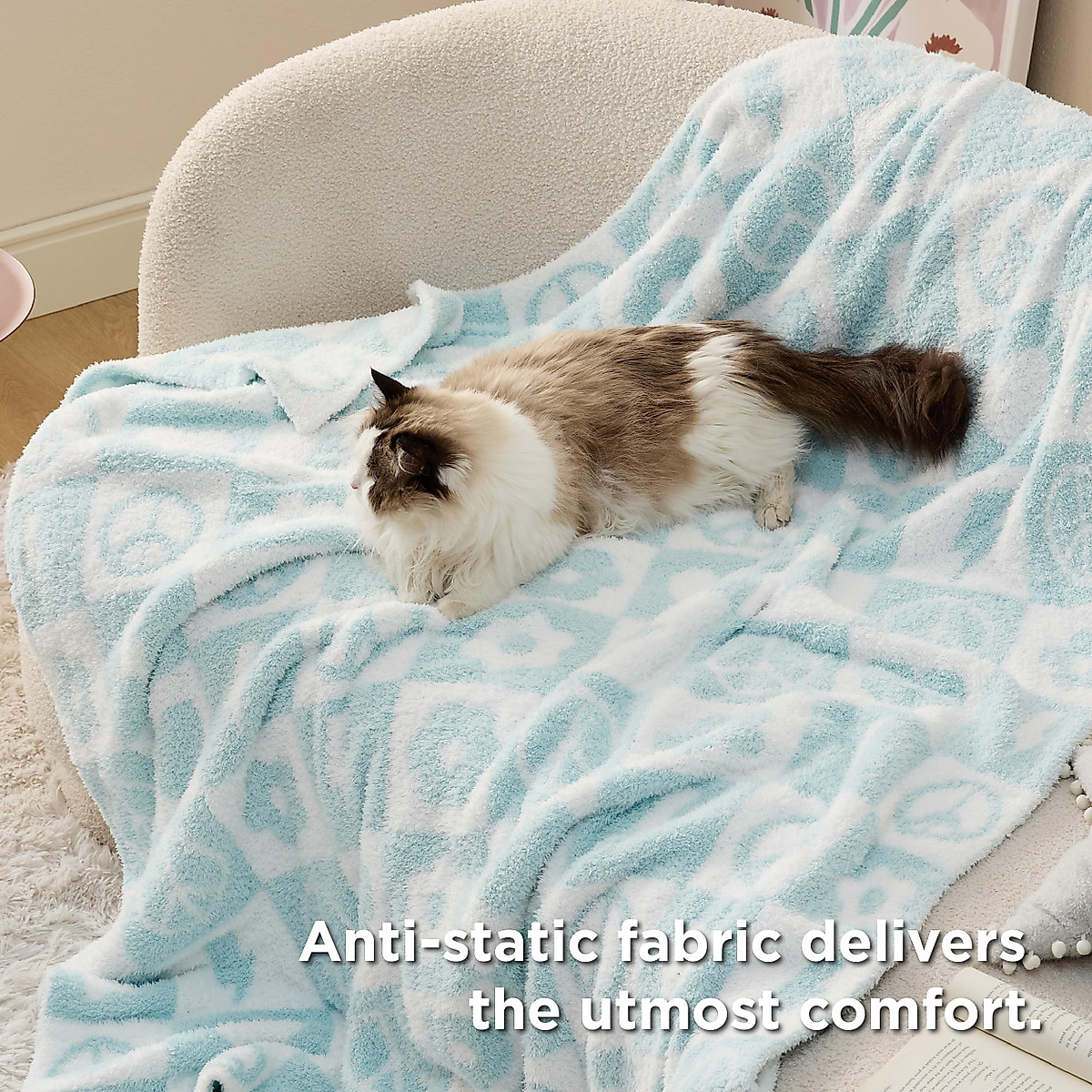 Bedsure Back to School Decorations Throw Blanket - Soft Dorm Room Essentials Gifts for Students Girls and Boys, Fluffy Fuzzy Plush Lightweight Print Pattern Blanket for Couch Sofa Bed (50" x 60")