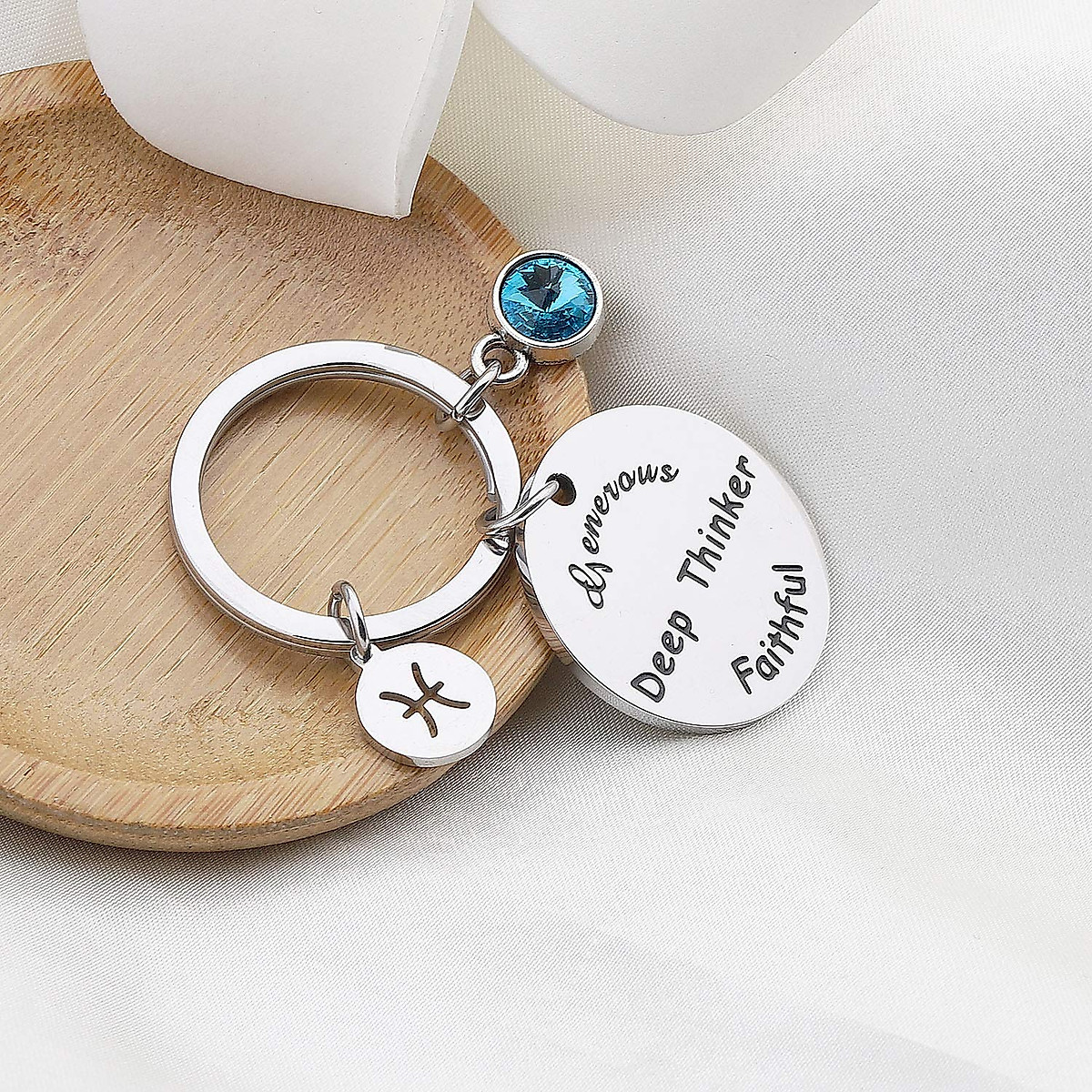 bobauna 12 Zodiac Constellation Keychain Birthstone Astrology Horoscope JewelryBirthday Gift Gift For Family Friend (deep thinker faithful keychain)