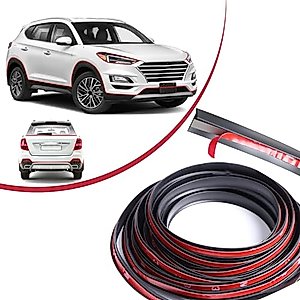 Crynod Pack-1 Car Seal Strip, Adhesive Waterproof Strip, 16.4Ft T-shape Rubber Strip, Side Skirt Edge Protector, Automotive Rear Lip Decoration, Universal for Most Cars, Trucks, SUVs (Black #6mm*10mm)