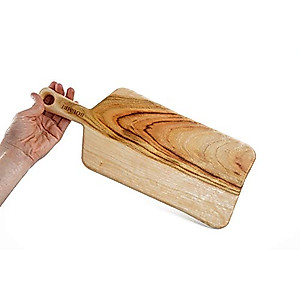 BOUMBI Fragrant Camphor Laurel Wood Cutting Board with Handle(15.7x6.3x0.55 inches paddle)