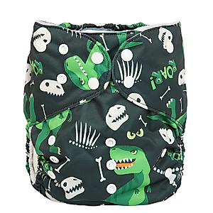 2 to 7 Years Old Junior Big Cloth Diaper Pocket Reusable Washable Baby Toddler (Green Dinosaurs)