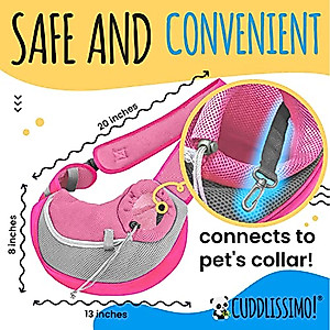 Cuddlissimo! Pet Sling Carrier - Small Dog Puppy Cat Carrying Bag Purse Pouch - For Pooch Doggy Doggie Yorkie Chihuahua Baby Papoose Bjorn - Hiking Front Backpack Chest Body Holder Pack To Wear (Pink)