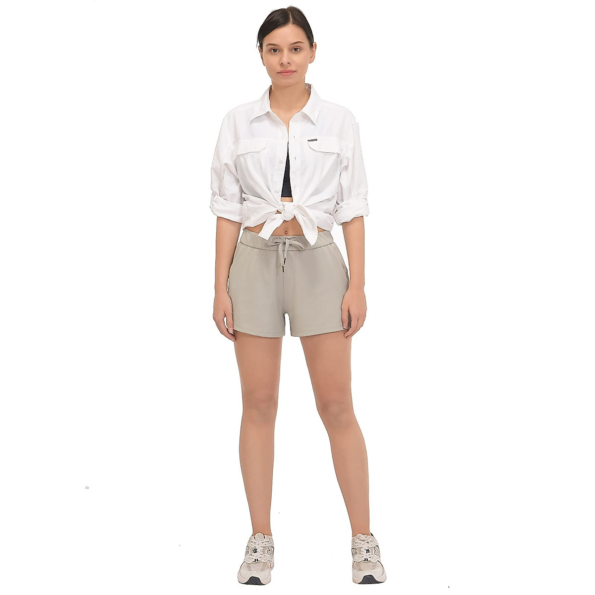 PIQIDIG Shorts for Women Running Workout Shorts Athletic Gym Shorts with Pocket Fluorescent Green