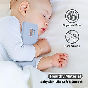 oakxco for Samsung Galaxy S9 Phone Case Liquid Silicone, Cute Thin Slim Soft Rubber TPU Plain Smooth Gel Cover for Women Girl Aesthetic, Matte Solid Protective & Shockproof, Aqua Sky Baby Light Blue